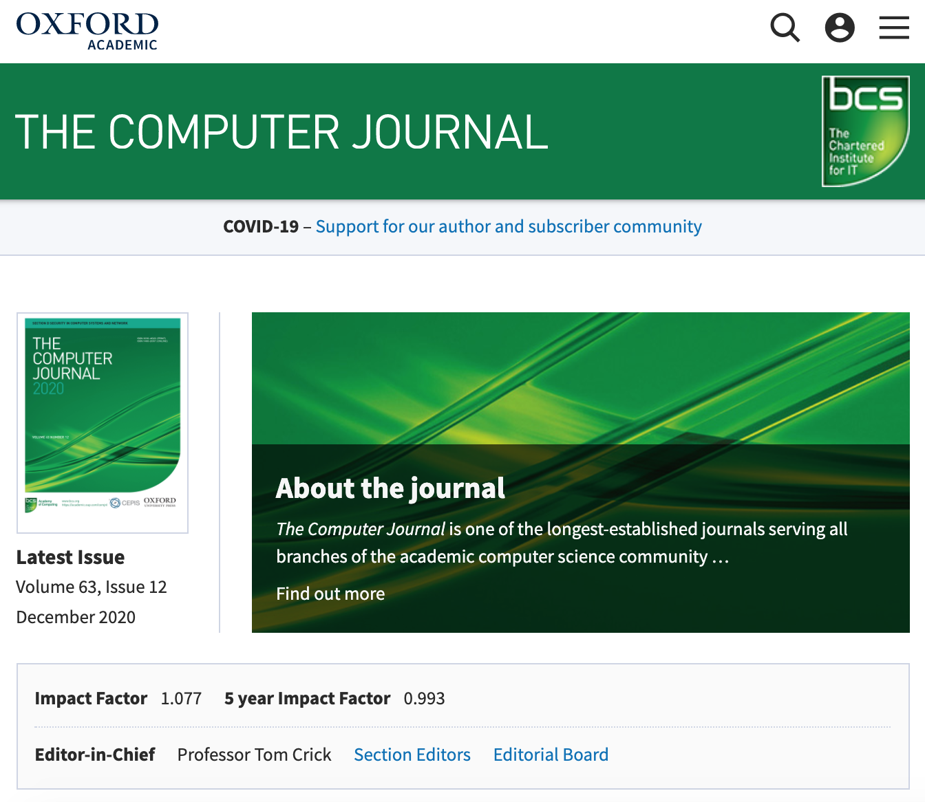 New Editor-in-Chief of The Computer Journal – Digital, Data & Policy